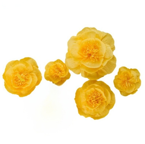 Party Supplies | New 5 Yellow Paper Flower Decorations For Wall Party ...